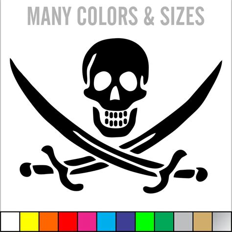 Jolly Roger Calico Jack Rackham Pirate Decal Sticker Die Cut Many