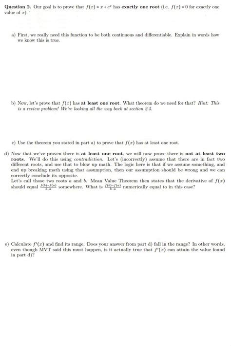 Solved Question Our Goal Is To Prove That F X X Ex Has Chegg Com