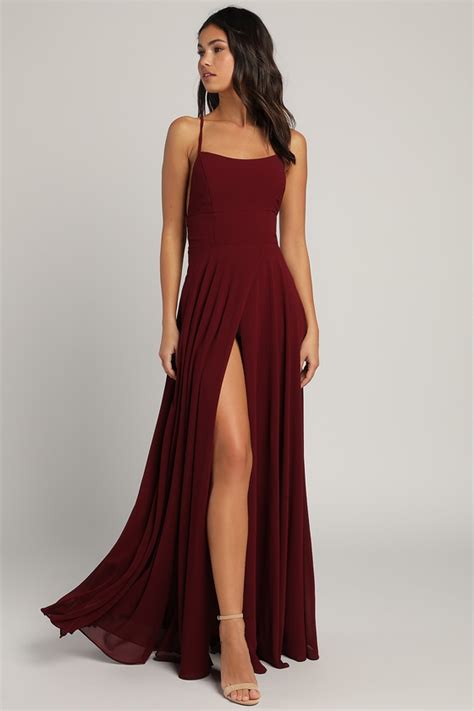 Glam Burgundy Maxi Dress Backless Maxi Dress Burgundy Gown Lulus