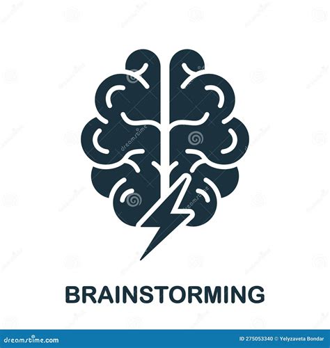 Human Brain With Lightning Brainstorming Concept Silhouette Icon Brainstorm Glyph Pictogram
