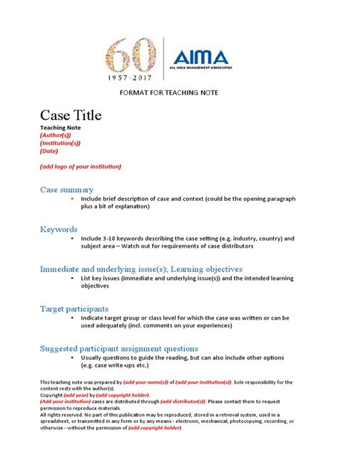 Teaching Note Template Pdf