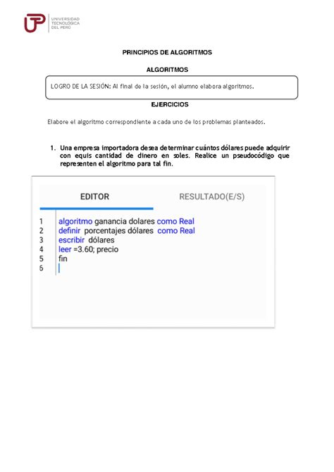 Tarea Semana 2 Algoritmo Principios De Algoritmos Algoritmos
