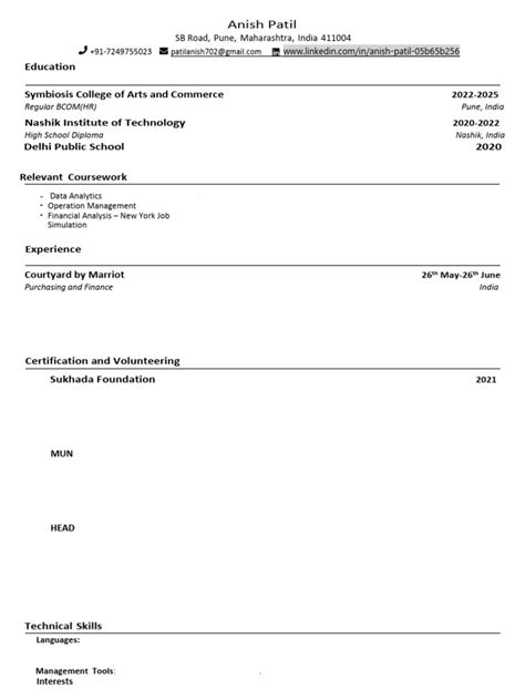 Anish Patil Resume Pdf