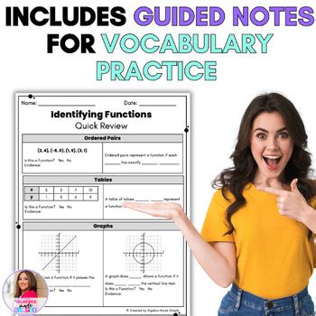 Identifying Functions Differentiated Practice Levels Algebra Quiz Worksheets