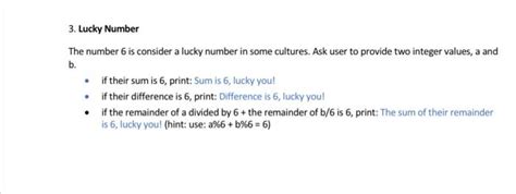 Solved 3 Lucky Number The Number 6 Is Consider A Lucky