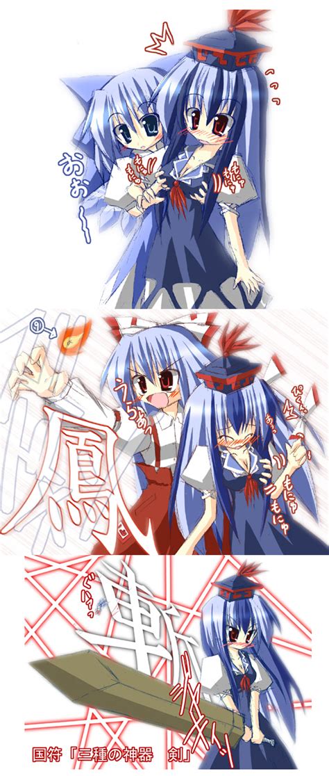 The Big Imageboard Tbib Blush Bow Breast Grab Breasts Cirno