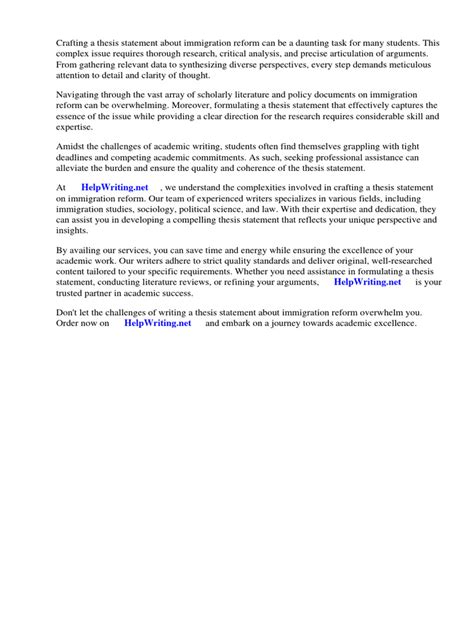 Thesis Statement About Immigration Reform Pdf Politics Social Science