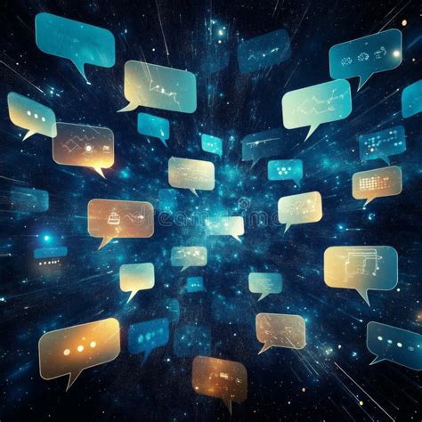 Digital Communication In Space Speech Bubbles And Binary Connections Stock Image Image Of