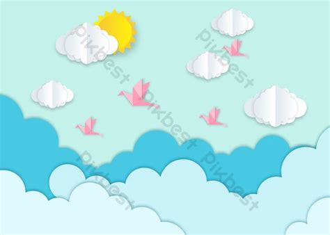 Blue Paper Cut Clouds Background Psd Free Download Pikbest