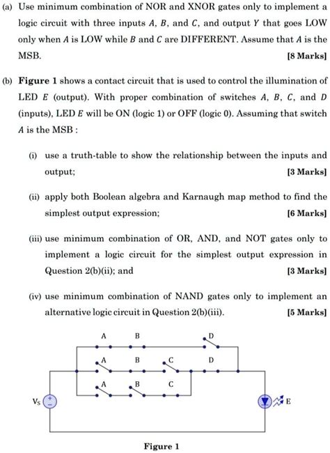 Solved A Use The Minimum Combination Of Nor And Xnor Gates Only To Implement A Logic Circuit
