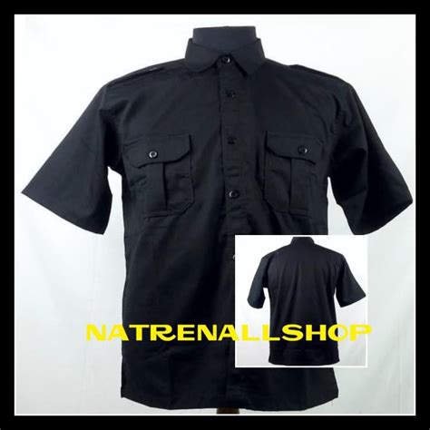 Jual Kemeja Seragam Kerja Pns Baju Pdh Lengan Pendek Polos Pangkat Hitam Xl Berkualitas