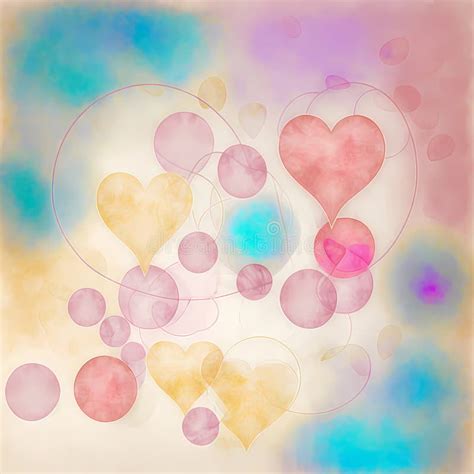 Dreamy Pastel Hearts And Abstract Circles Background Stock Illustration Illustration Of Love