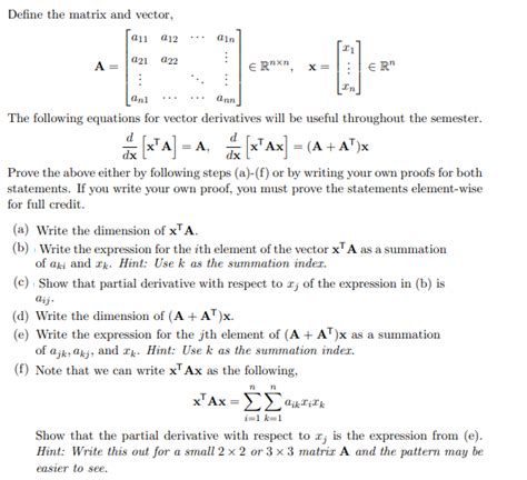 Solved Define The Matrix And Vector 011 012 Ain 121 122 Chegg Com