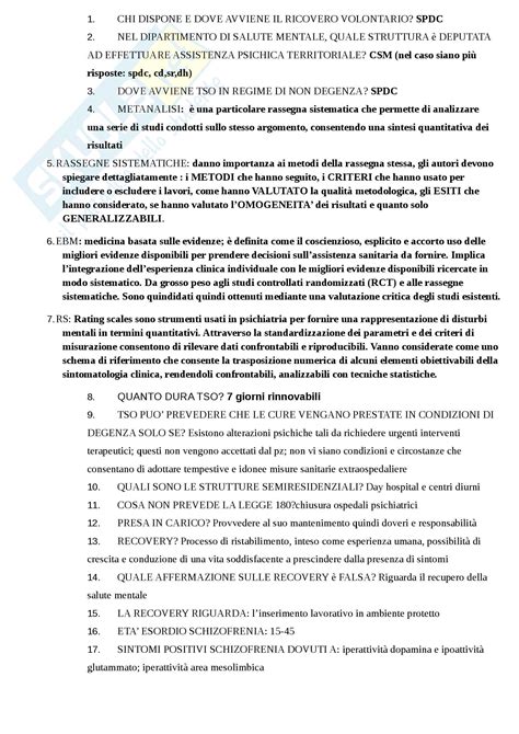 Domande Esercitazione Di Psichiatria