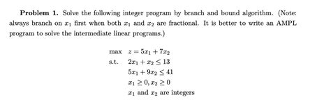 solved problem 1 solve the following integer program by