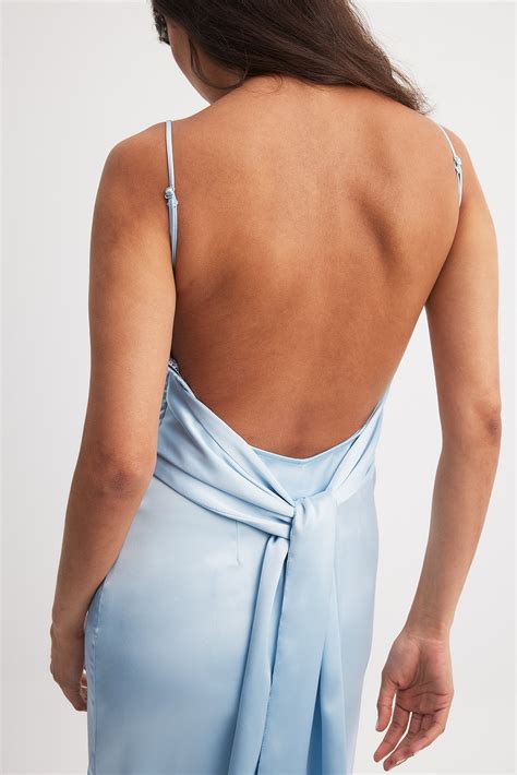 Low Back Satin Maxi Dress Blue Na Kd