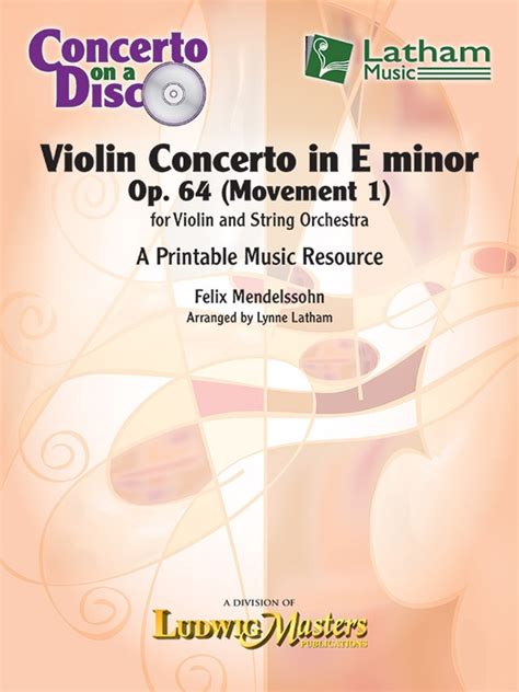 Violin Concerto In E Minor Violin Cd Lynne Latham Sheet Music