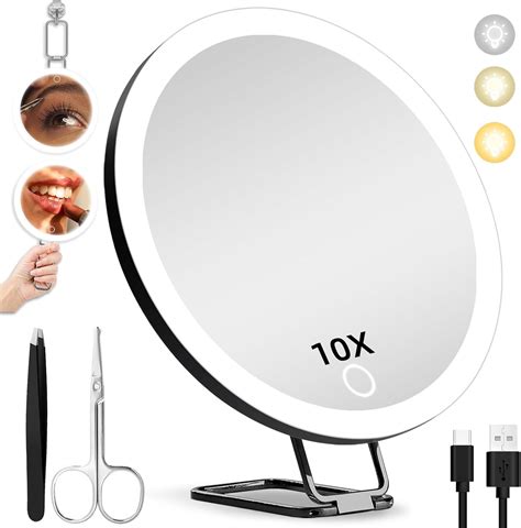 Hmggoofa 10x Magnifying Mirror With Lights 6inch Makeup Magnified