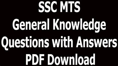 Ssc Mts General Knowledge Questions With Answers Pdf Download