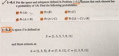 Solved For The Space And Subspaces Defined In Problem 1 52