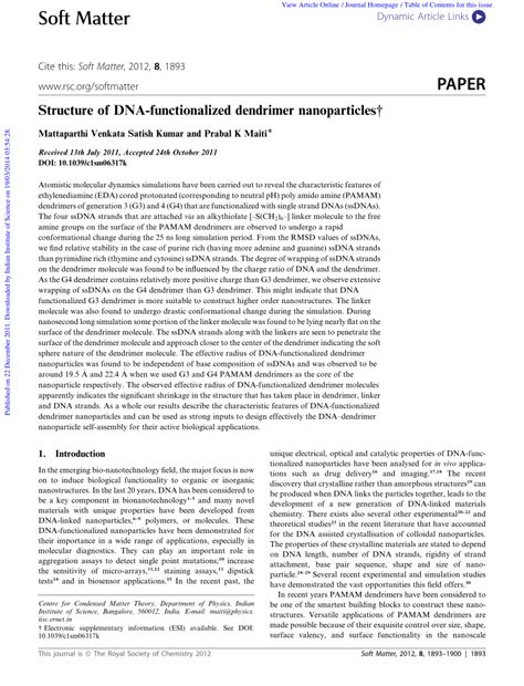 Pdf Structure Of Dna Functionalized Dendrimer Nanoparticles