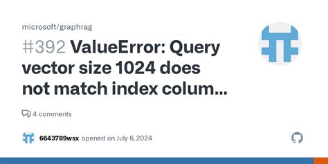 Valueerror Query Vector Size 1024 Does Not Match Index Column Size