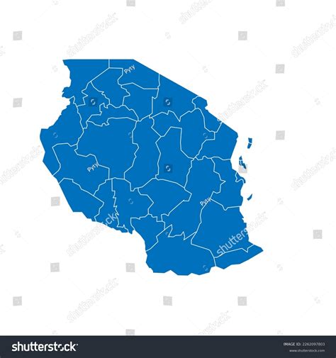 Tanzania Political Map Administrative Divisions Regions Stock Vector