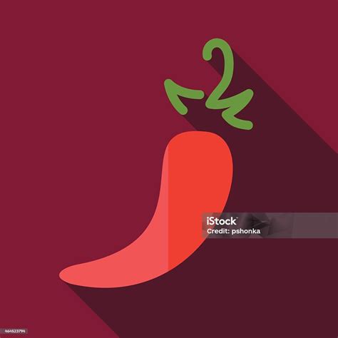 Chili Pepper Flat Icon With Long Shadow Stock Illustration Download Image Now 2015