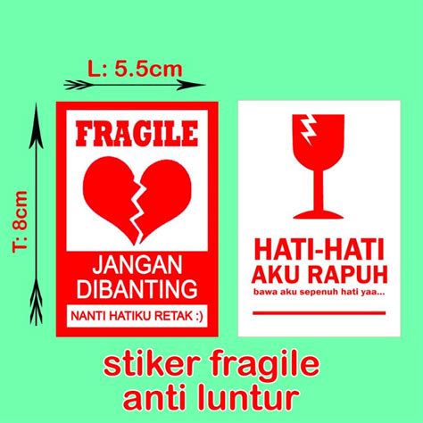 Jual Stiker Fragile 8x5 5cm Stiker Jangan Dibanting Stiker Fragile Lucu Custom Murah Shopee