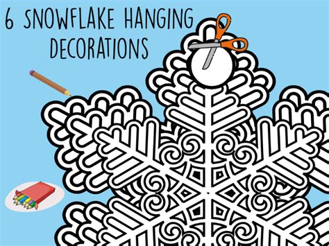 6 Snowflake Hanging Decorations Teaching Resources