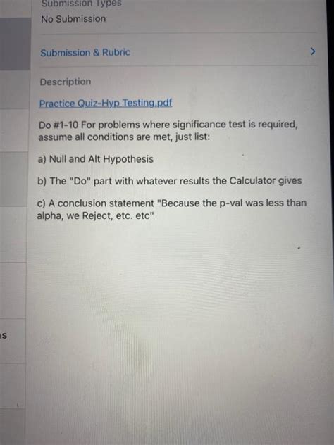 Solved Submission Types No Submission Submission And Rubric
