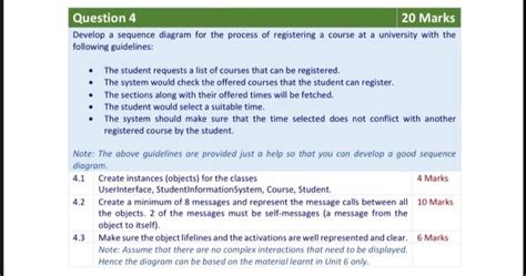Solved Question Marks Develop A Sequence Diagram For Chegg