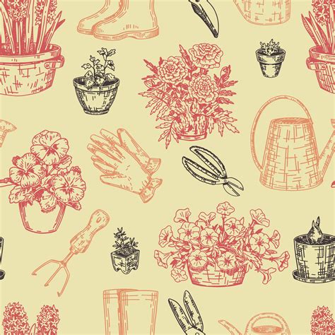 Primavera Jardinería Sin Costura Modelo Ornamento De En Conserva