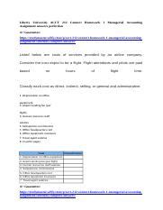 Liberty University ACCT 212 Connect Homework 1 Managerial Accounting
