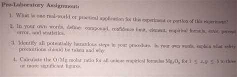 Pre Laboratory Assignment What Is One Real World Chegg