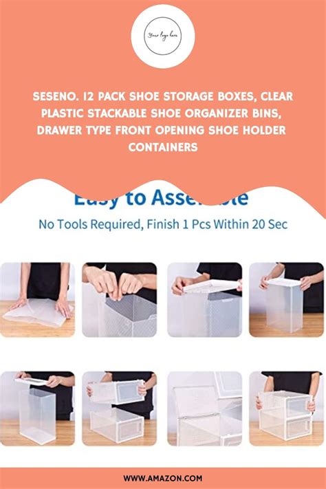 SESENO 12 Pack Shoe Storage Boxes Clear Plastic Stackable