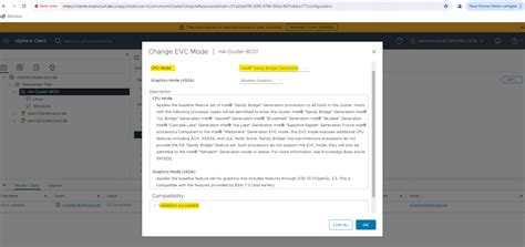 Enable The Enhanced VMotion Compatibility EVC Mode For A VSphere