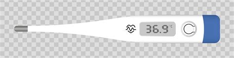 디지털 의료용 체온계 파란색 액센트가 있는 흰색 전자 온도계는 Lcd 화면에 369도의 고열 온도를 표시합니다 의료 발열 감지 환자 모니터링 Lcd에 대한 스톡 벡터 아트
