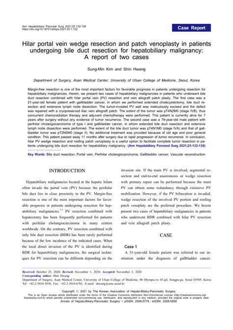 Pdf Hilar Portal Vein Wedge Resection And Patch Venoplasty In