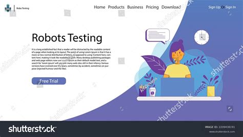 Robots Testing Web Design Landing Page Stock Vector Royalty Free