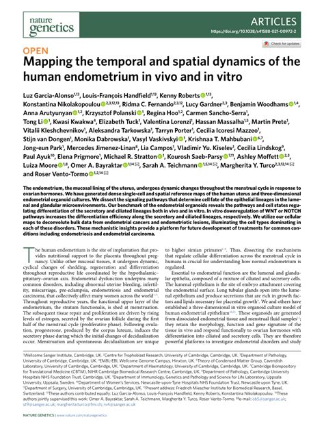 Pdf Mapping The Temporal And Spatial Dynamics Of The Human Endometrium In Vivo And In Vitro