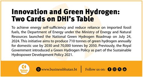 Innovation And Green Hydrogen Two Cards On Dhis Table Business Bhutan