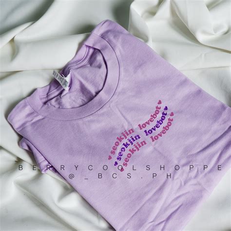 Bangtan Lovebot Glitter Print Oversized Shirt In Lavender Shopee