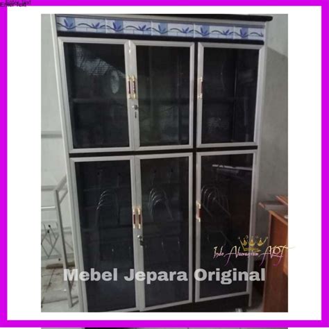Jual Lemari Rak Piring Lemari Dapur Pintu Kaca 6 Bahan Alumunium
