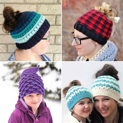 30 Free Crochet Messy Bun Hat Patterns Blitsy