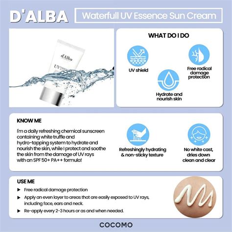 dalba waterfull essence sun cream spf 50+ pa++++ 50ml, Beauty ...