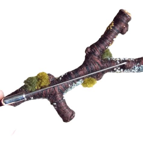 Handmade Twig Stick Pin Hand Embroidered With Folksy