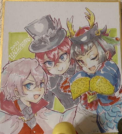 「ツイステハロウィン去年ミニ色紙に描いてたやつ〜 」ずー。のイラスト