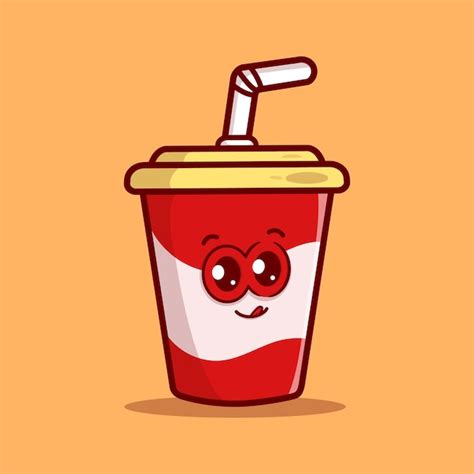 귀여운 소다 음료 만화 벡터 일러스트 레이 션 프리미엄 벡터