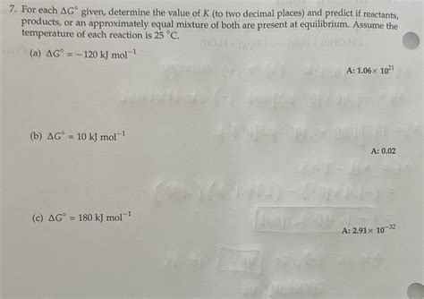 solved by an expert for each Δg° ﻿given determine the value of k to